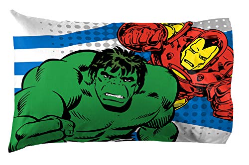 Jay Franco Marvel Avengers Comics Good Guys 3 Piece Twin Sheet Set - Features Captain America, Hulk, Iron Man, Spiderman, and Thor - Fade Resistant Polyester Microfiber Fill (Official Marvel Product)