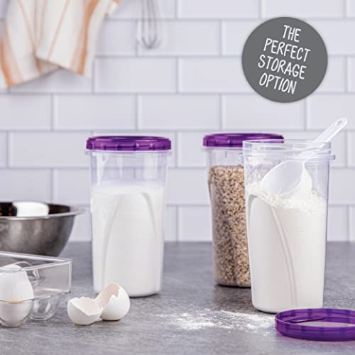 PLASTICPRO 48 Ounce Twist Top Deli Containers Clear bottom With Purple Top Twist on Lids Reusable, Stackable, Food Storage Freezer Container