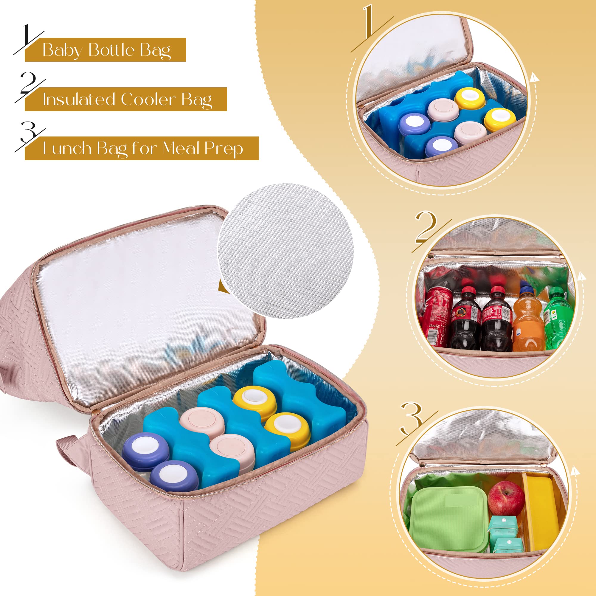 Fasrom Wearable Pumping Backpack Bundle with Breastmilk Cooler Bag with Ice Pack Fits 6 Tall Baby Bottle Up to 9 Ounce for Nursing Moms Daycare or Travel