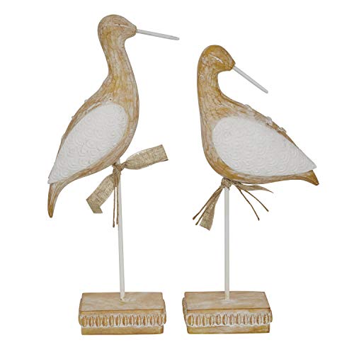 Deco 79 Set of 2 Brown Resin Coastal Bird Sculpture 9 x 6 Inches