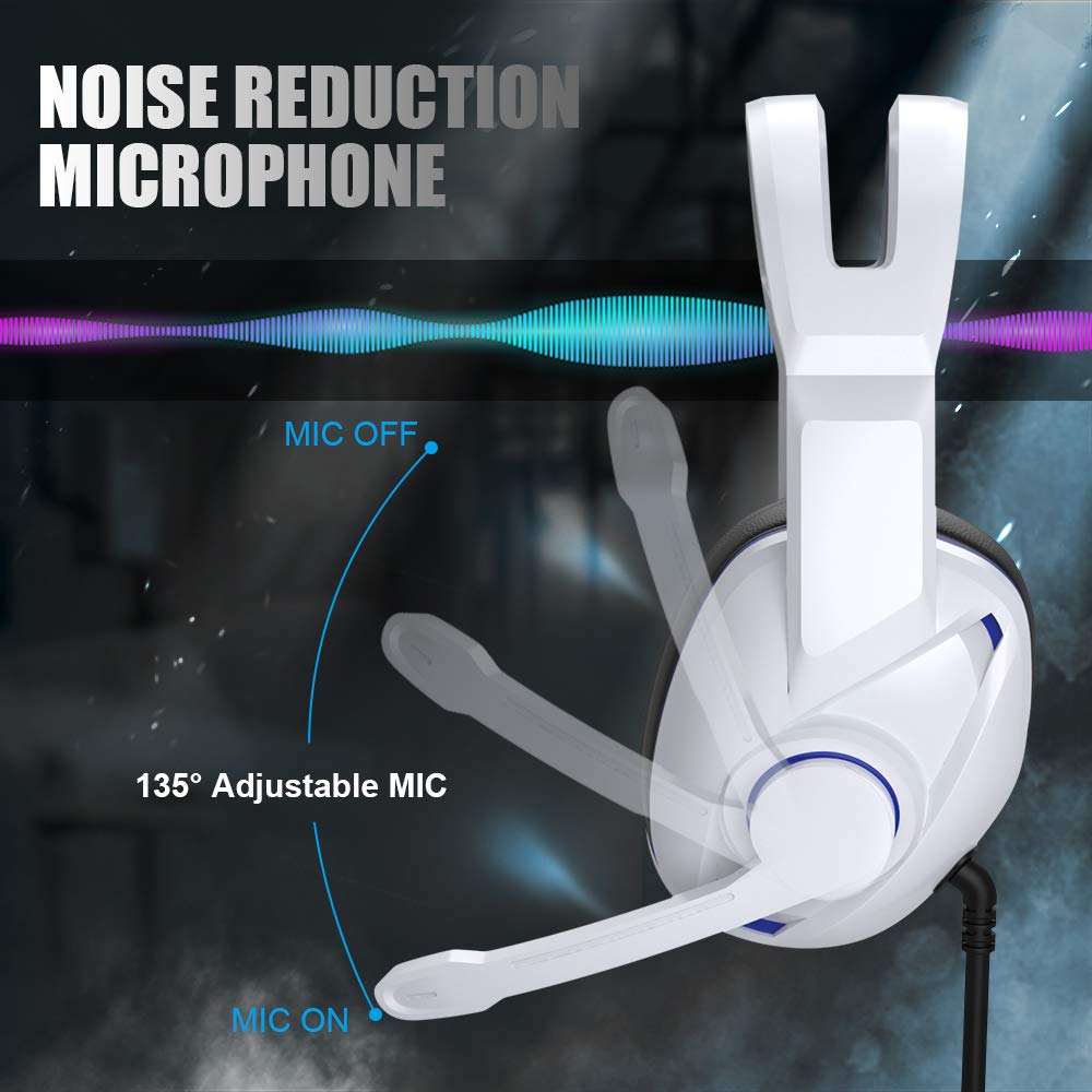 Diswoe PS5 Headset, Gaming Headset 3.5mm Wired Over-Head Stereo Headphone with Mic Microphone Volume Control for PS4 PS5 PC Tablet Laptop Smartphone Xbox One