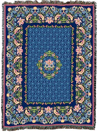 Pure Country Weavers William Morris Strawberry Thief Border Blanket - Arts & Crafts - Gift Tapestry Throw Woven from Cotton - Made in The USA (72x54)