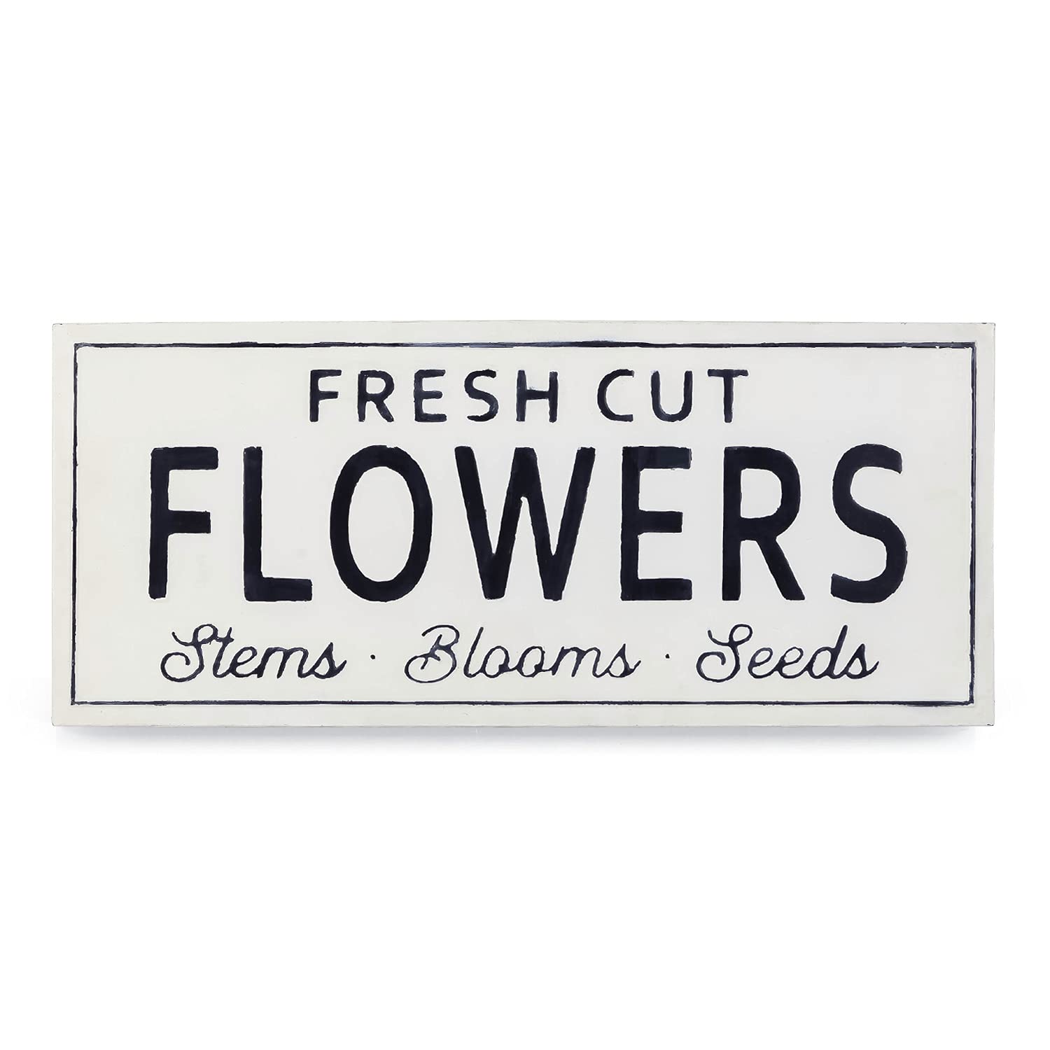 NIKKY HOME Fresh Cut Flowers Sign Vintage Metal Spring Home Decor Hanging Sign for Market Farmhouse Garden Rustic Wall Plaque Decoration Outdoor Indoor Exterior, 24.02 x 0.67 x 10.04 Inches, White