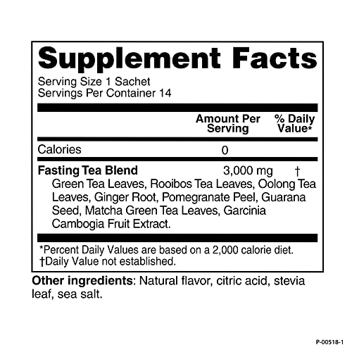 Fasting 16:8 Intermittent Fasting Individual Tea Bags - 0 Sugar - 0 Calories - Vegan - Gluten & Diary Free - 14 Count - Pantry Friendly, Brown