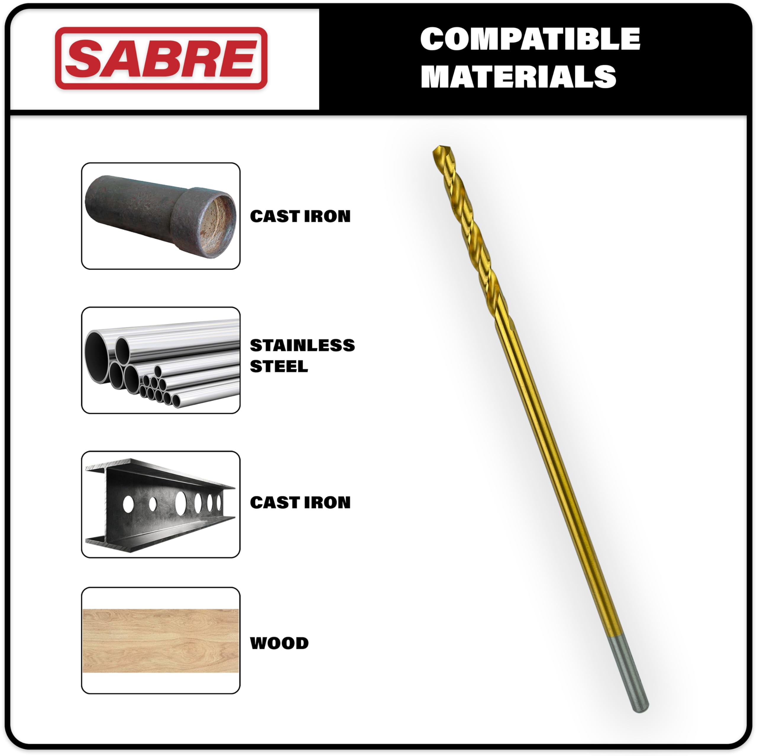 Greycore Tools 1/16 Inch x 12 Inch Cobalt Aircraft Extension Bit – M35 Cobalt Drill Bit, Industrial Titanium Coating – Drill Bits for Steel, Hard Metal, Cast Iron, Wood, Plastic (1/16" x 12")