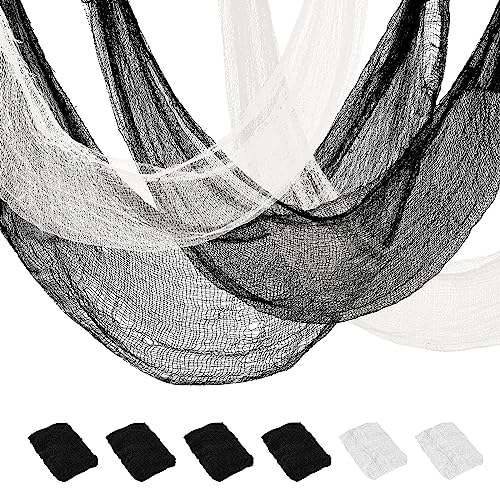 Xgunion Halloween Creepy Cloth 6Pcs 30×72inch Halloween Black Spooky Scary Creepy Gauze Cloth Decor Creepy Cloth Halloween Decorations for Party Indoor Outdoor (4Black + 2White)
