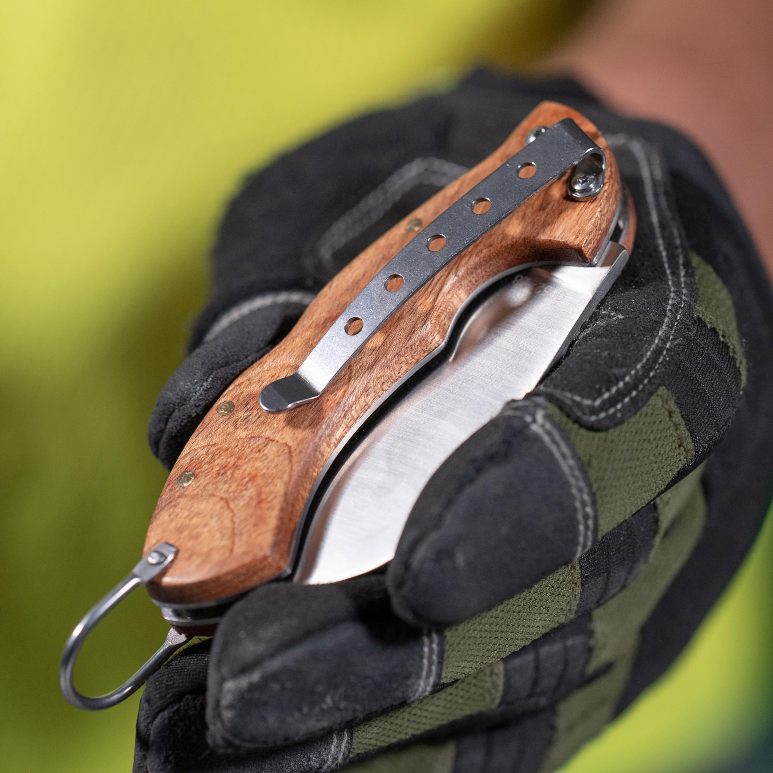Greenlee 0652-28 Hawkbill Folding Pocket Knife with Wood Handle, Silver/Brown
