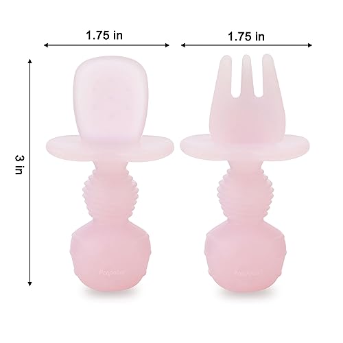 PandaEar Silicone Baby Utensils Set - Baby Bowl with Suction, Tiny Toddler Cup, and Self-Feeding Spoon Fork - Baby-Led Weaning Supplies for First Stage Infants (6 Months+)