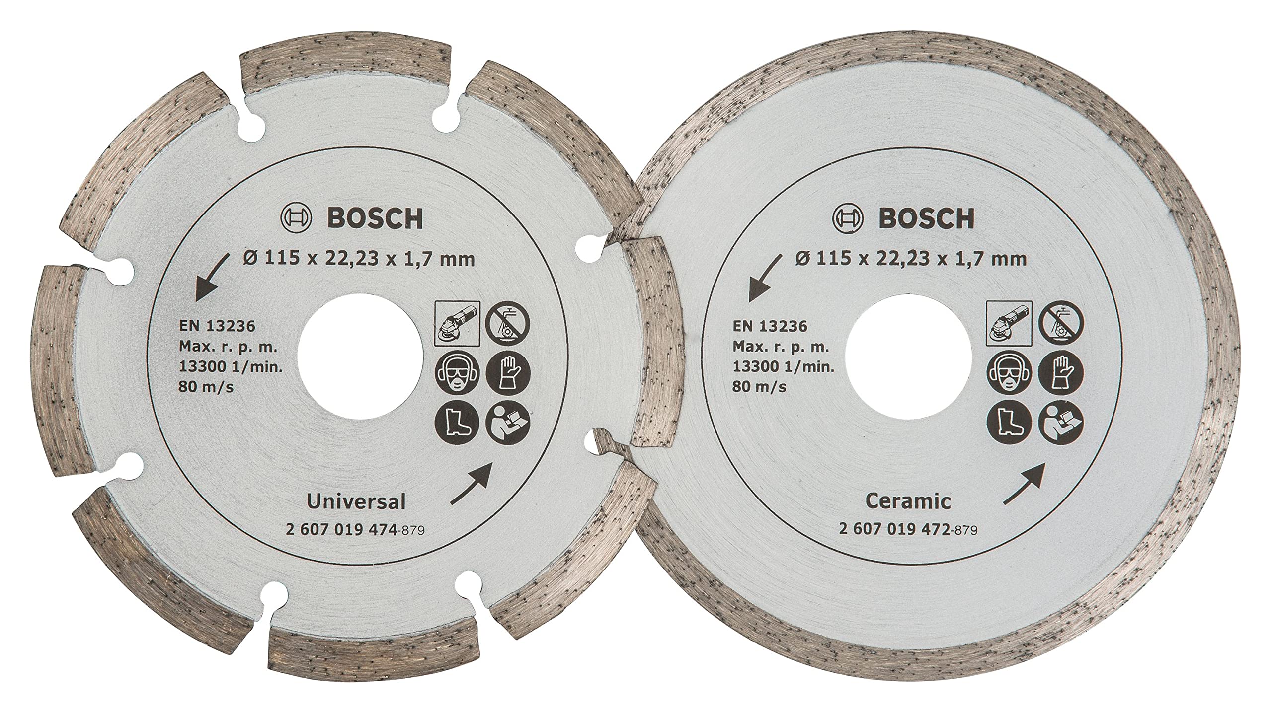Bosch 2 x 115mm Diamond Discs (1 x Tile, 1 x Construction Material)
