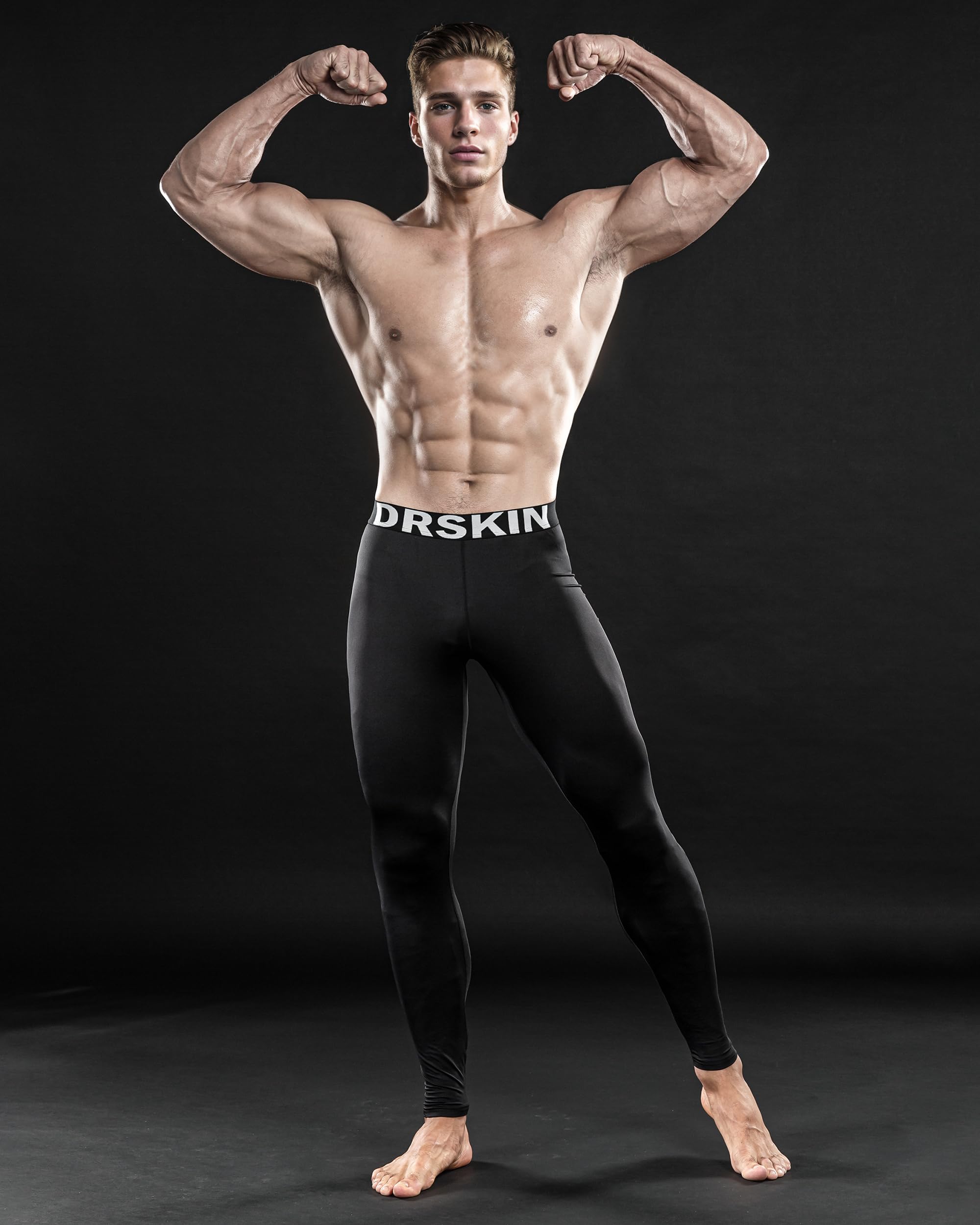DRSKIN 3 Pack Men’s Compression Pants Tights Leggings Sports Baselayer Running Athletic Workout Active (Line (BB01+DNA08+DMBB09), M)