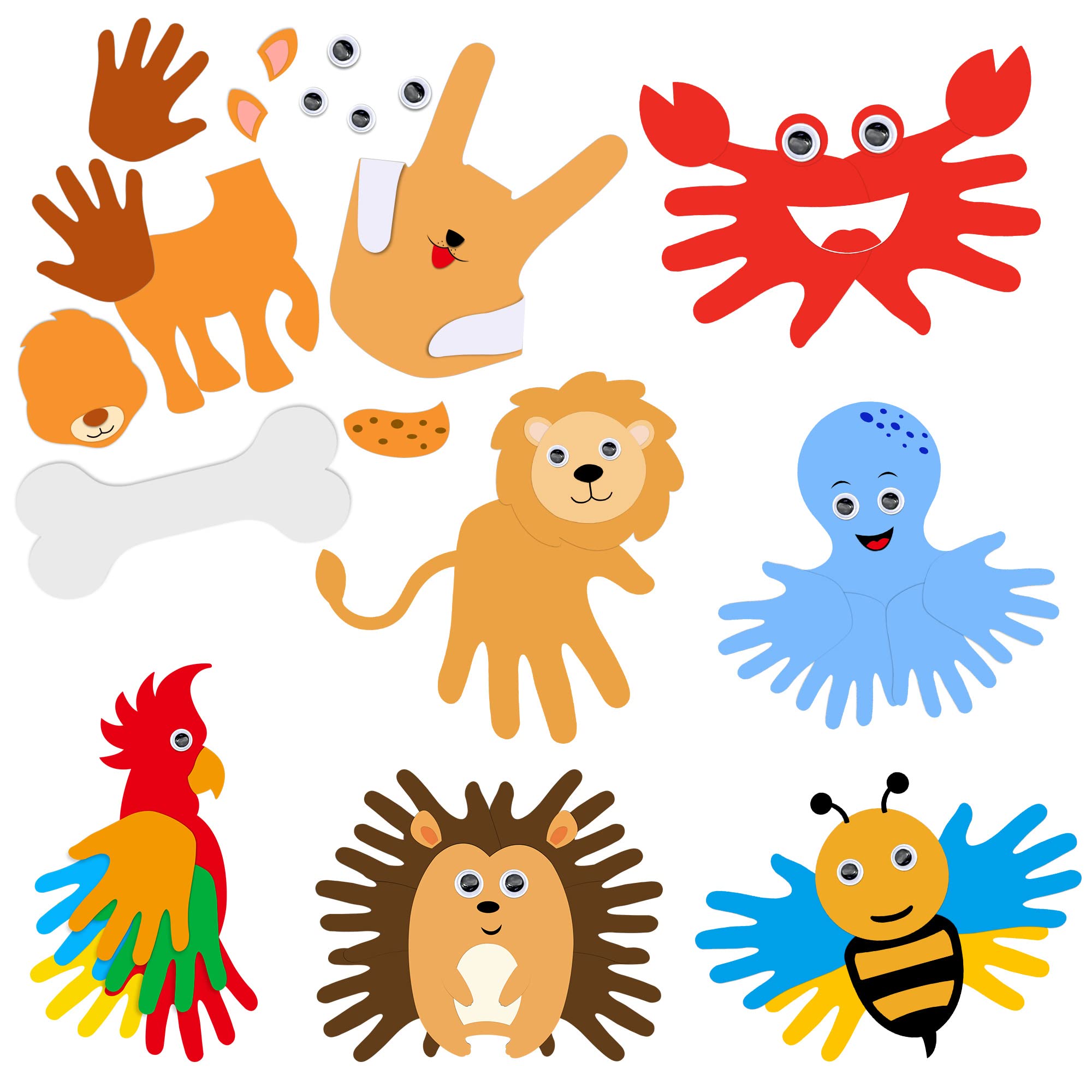 DISHIDIANZI Art and Crafts Kit for Children and Preschool Children, Simple Handicrafts for Children Aged 3-5 Years - Animal Craft Set Includes Supplies and Instructions