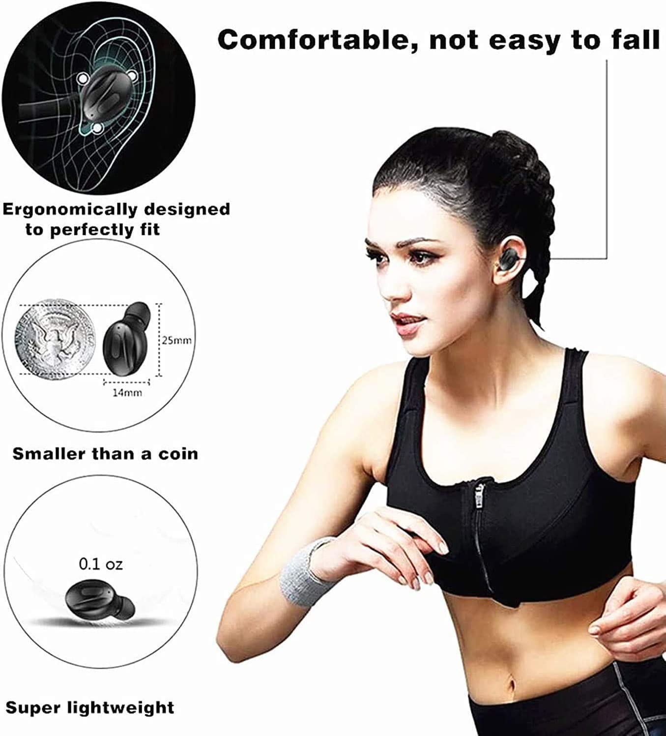 Hoseili 2023 new editionBluetooth Headphones.Bluetooth 5.0 Wireless Earphones in-Ear Stereo Sound Microphone Mini Wireless Earbuds with Headphones and Portable Charging Case for iOS Android PC. XG11