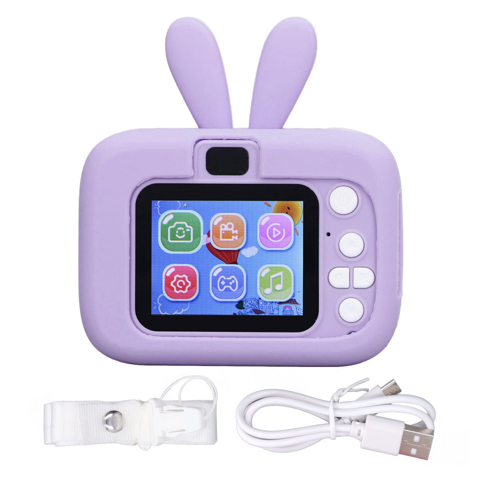 Children Digital Camera 20MP 400mAh 1080P USB 2in Color Display Automatic Focusing Kid Student Digital Camera Games Kids Electronics Personal Video Players Accessories (Purple) E