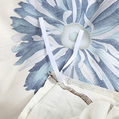 Swanson Beddings Daisy Silhouette Reversible Floral Print 3-Piece 100% Cotton Bedding Set: Duvet Cover and Two Pillow Shams (King)