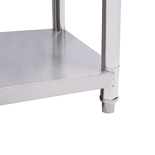 FXEIPOL Stainless Steel Utility Sink 1 Compartment Stainless Steel Commercial Sink 31.5 x 39.37 x 19.68 Inch Commercial Kitchen Sink with shelf Table Utility Sink for Kitchen, Bar, Restaurant