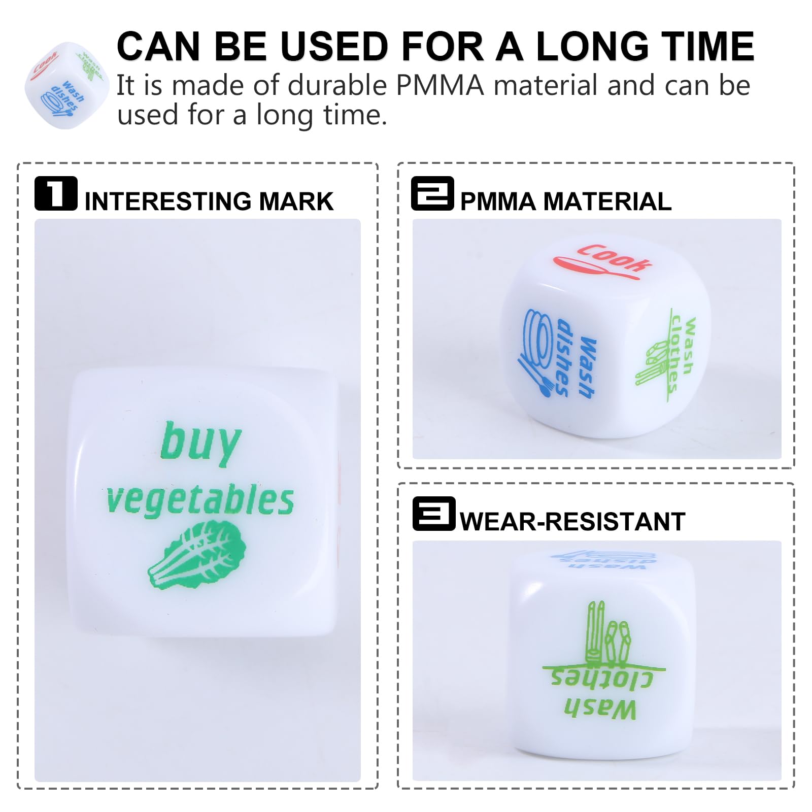 NUOBESTY 1 Set of Novelty Dice Game Dice Housework Dice Dice for Couple