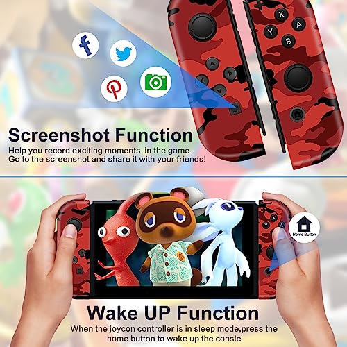 SWCTIM Joypad Controller for Nintendo Switch,Switch Controllers Joypad Supports Screenshot/Wake-up Function/Motion Control/Dual Vibration,Left Right Joypad Replacement for Switch/Lite/OLED(Camo Red)