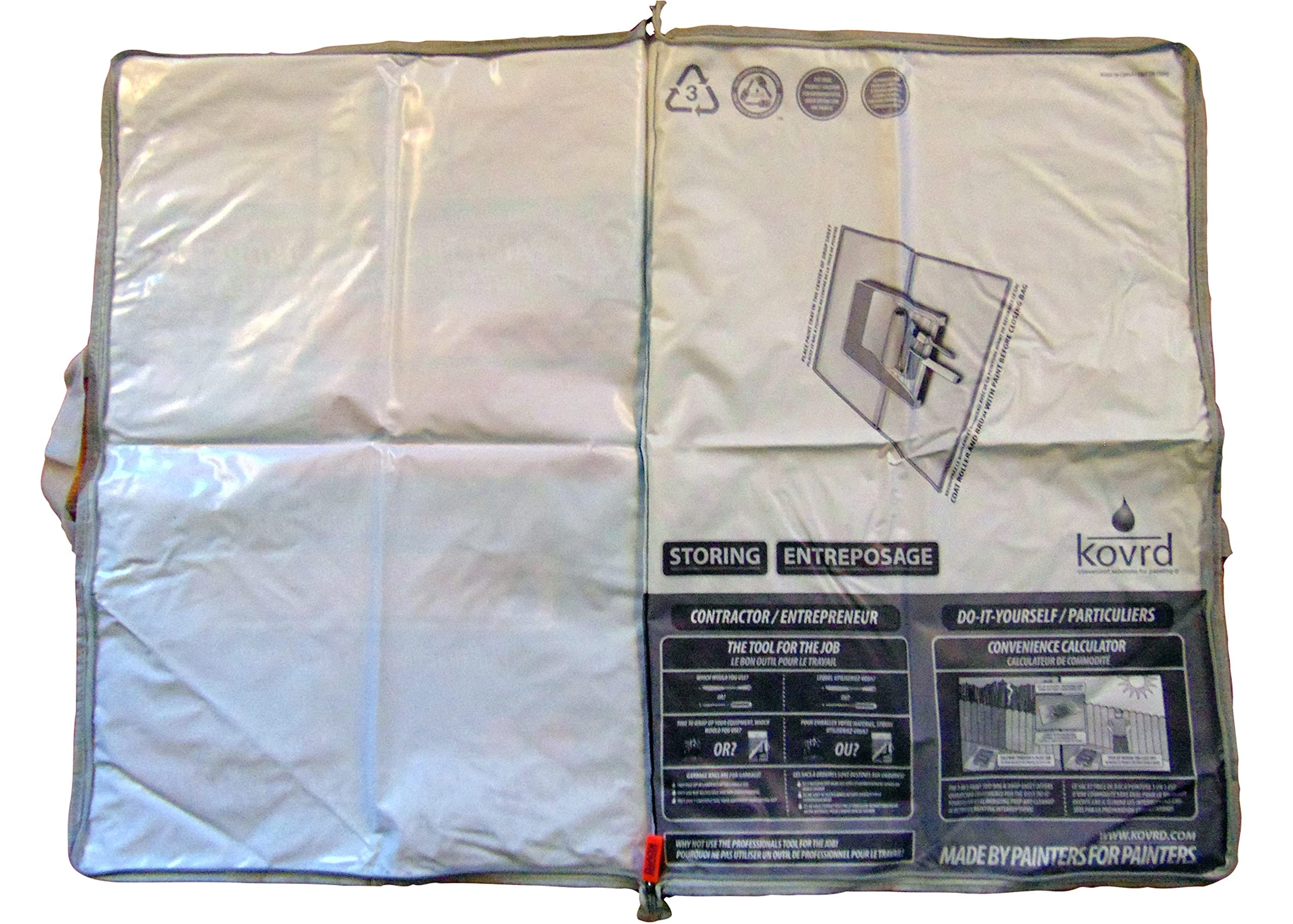 Kovrd 2-in-1 Reusable Paint Tray Storage Bag and 39” x 29” Drop Cloth, Keep Brushes Rollers and Paint Wet for Days, Fits 5-gal Bucket, Contractor Quality for Professional Interior and Exterior Jobs
