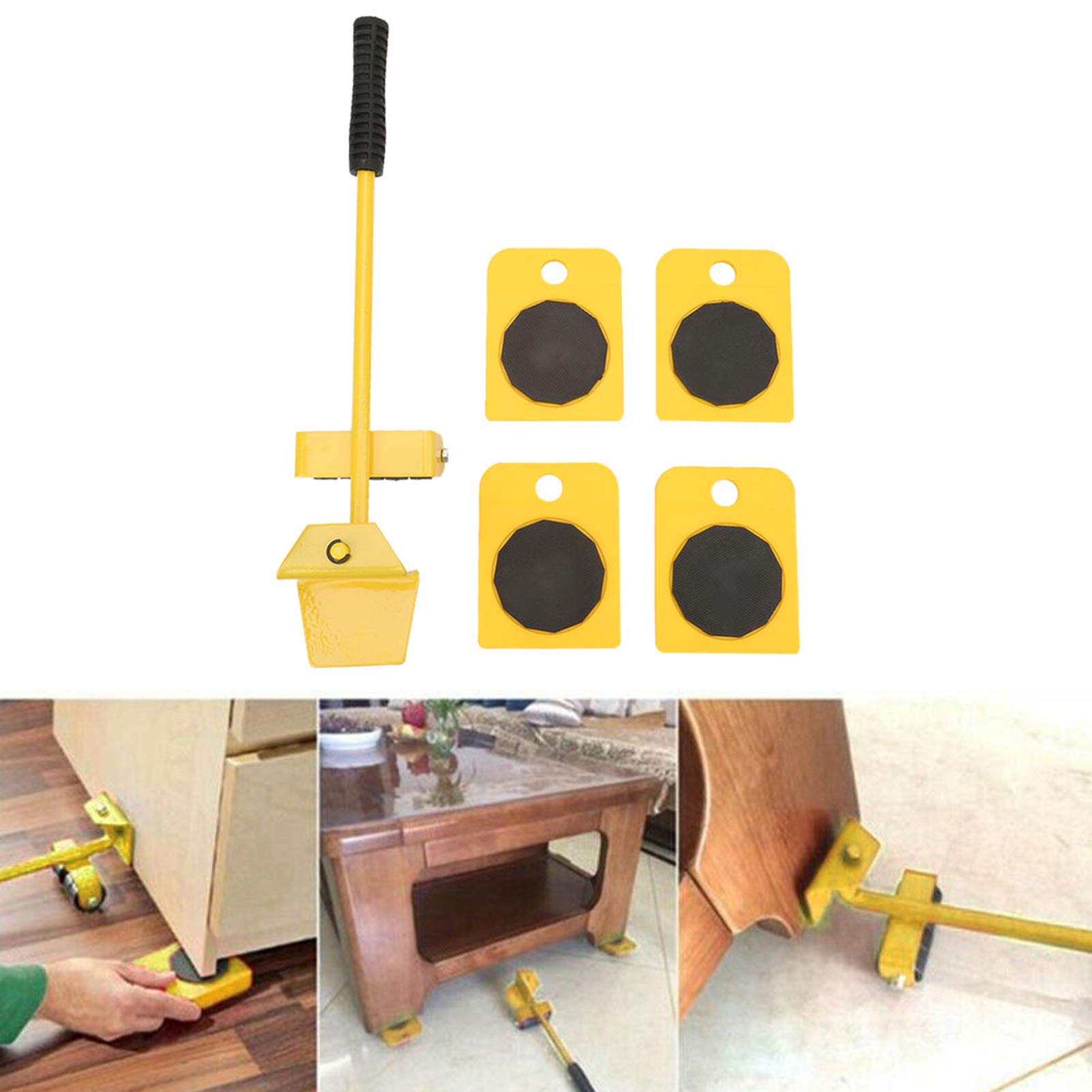Furniture Mover, Furniture Movers with Wheels, Furniture Transport Kit Jack Movable Plate for Objects Bearing 150kg Washing Machine Roller Skates Car Wheel Jack