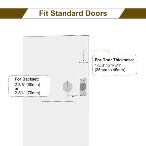 HOSOM 6 Pack Blck Door Handles Interior Privacy Door Levers for Bedroom, Bathroom Square Keyless Reversible Door Locks for Left & Right Handled Doors, Matte Black