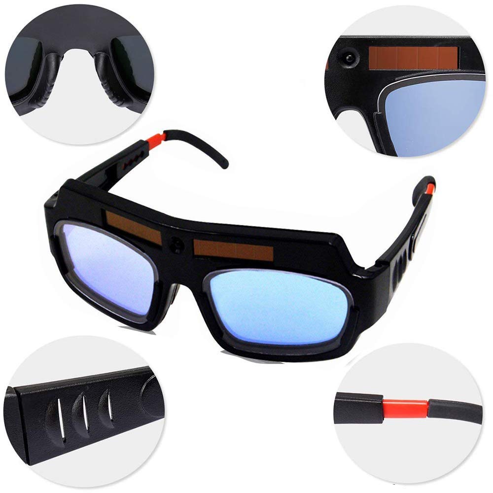 CVV Solar Auto Darkening Welding Goggles, PC Lens Eyes Protected Helmet Goggles for Welder/DIYer with Storage Case