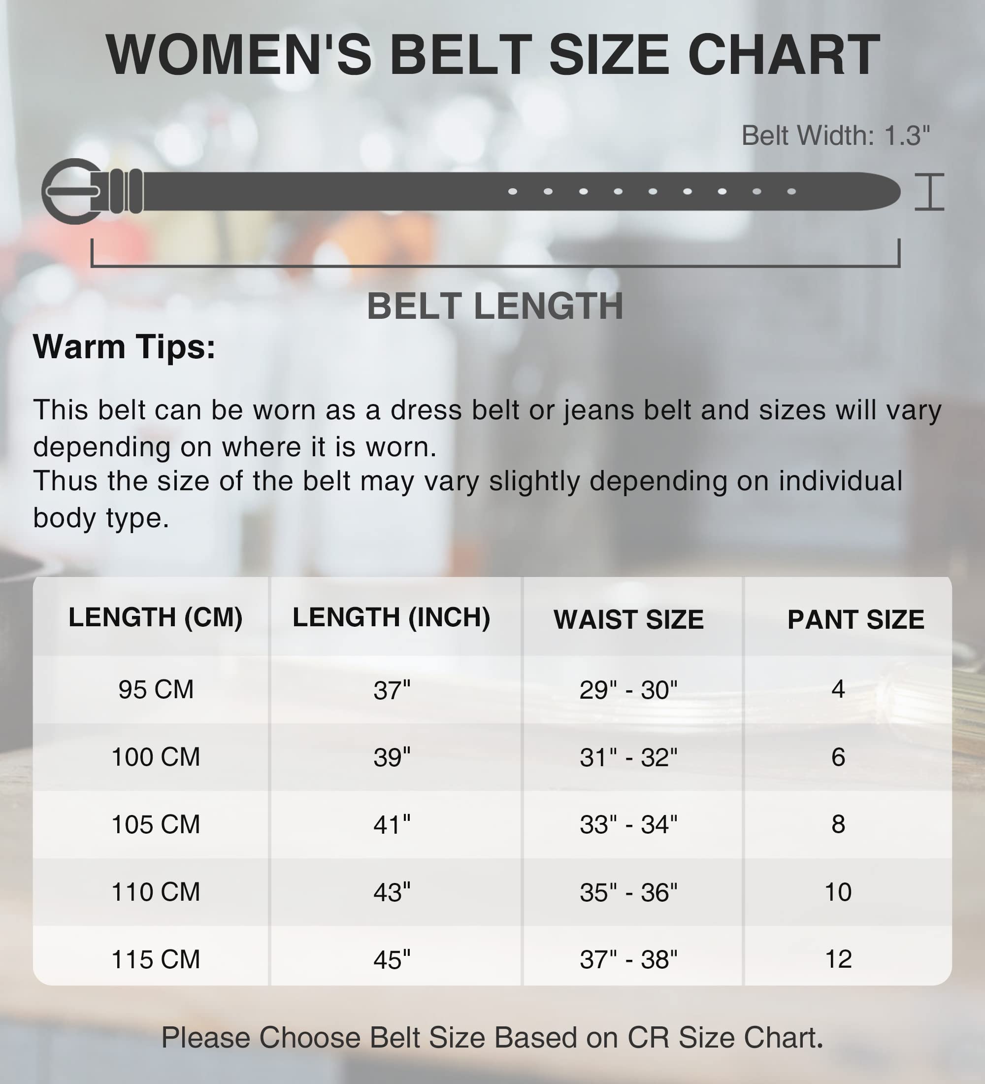 CHAOREN Black Belt Women for Jeans - Leather Belt Women 1.3" Width - Genuine Leather Crafted by Hand