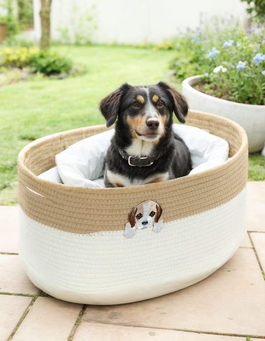 Generic LATCHI cotton rope Basket - Dog Toy, Pet Tool, Kid's Room, Laundry, Shelf, Towel, Nursery, Blanket Organizer - Gift - 18"" L x 12"" W x 10"" H (BEAGLE)