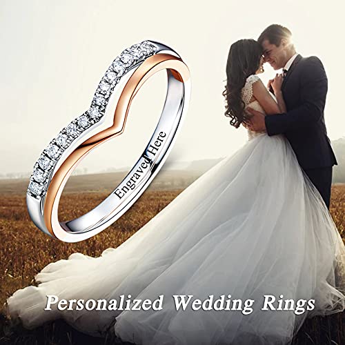 DIYA Sterling Silver Moissanite Diamond Two-Tone Engagement Ring Personalized Custom Promise Wedding Stacking Ring (6.0)