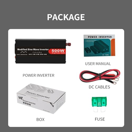 Correction Wave Inverter 500W Car Inverter 12V to 220V USB Portable Multi-Function Power Converter (Size : 220V)
