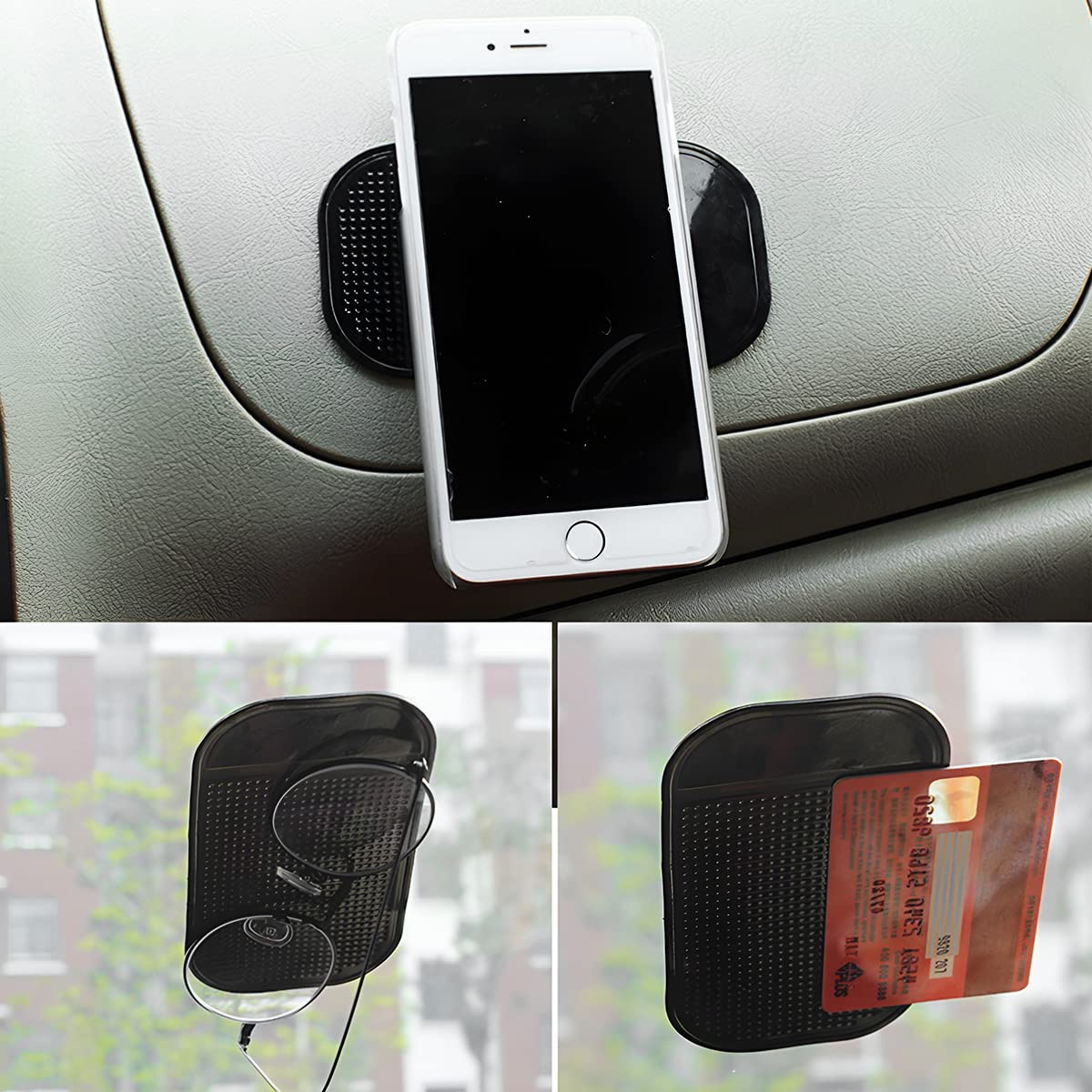 Car Dashboard Non Slip Mat, 10 Pcs Anti-Slide Sticky Pads for Auto Dashboard, Dash Grip Pad with Strong Adhesive, Heat Resistant Mats for Cell Phone Keys Sunglasses Coins, Vehicle Dash Accessories