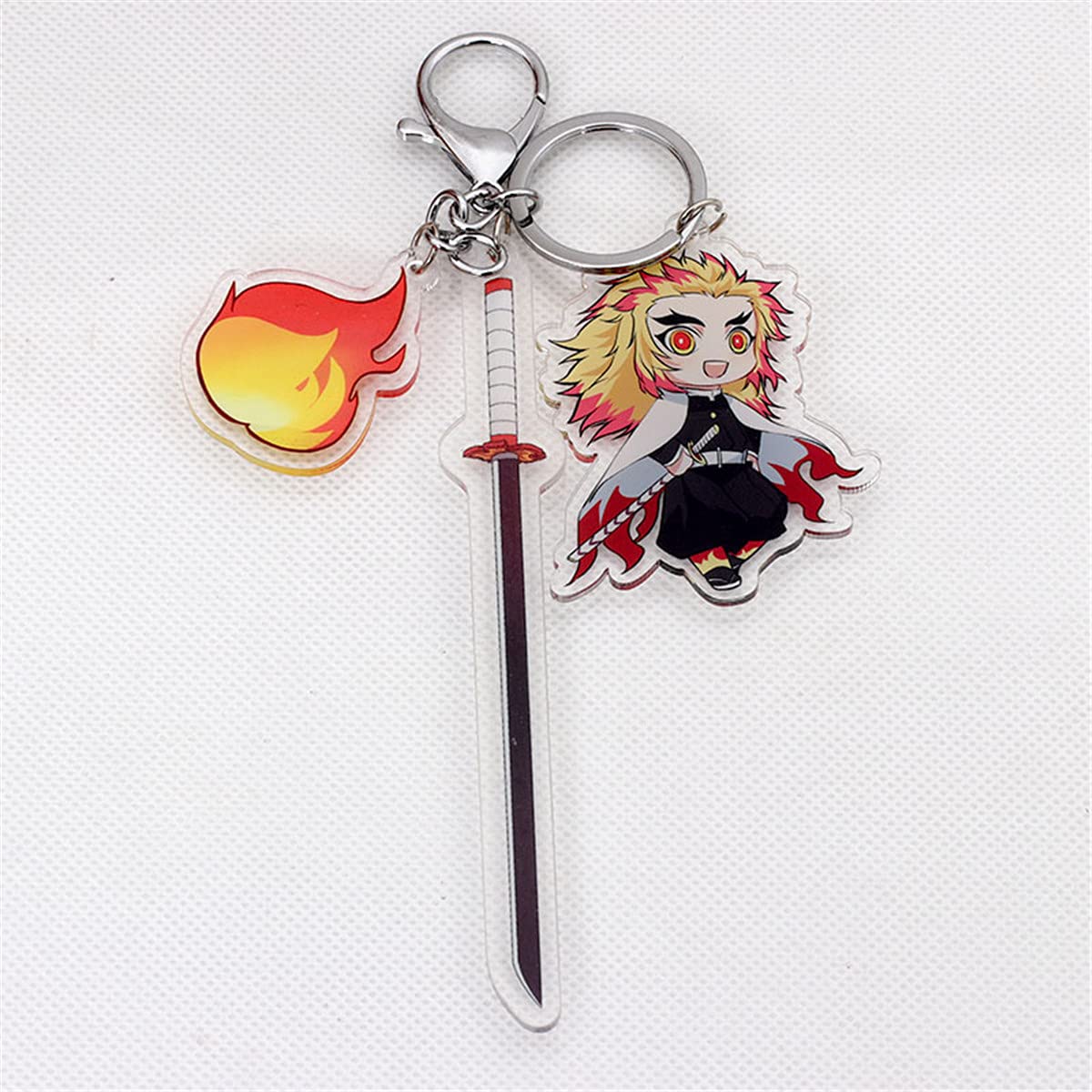 DIYOOHOMY Anime Keychains Accessories Gift Set Sword Figure Key Chain Merchandise Acrylic Bag Keyring Stuff Hanging Ornament Decor Pendant (Rengoku Kyoujurou)