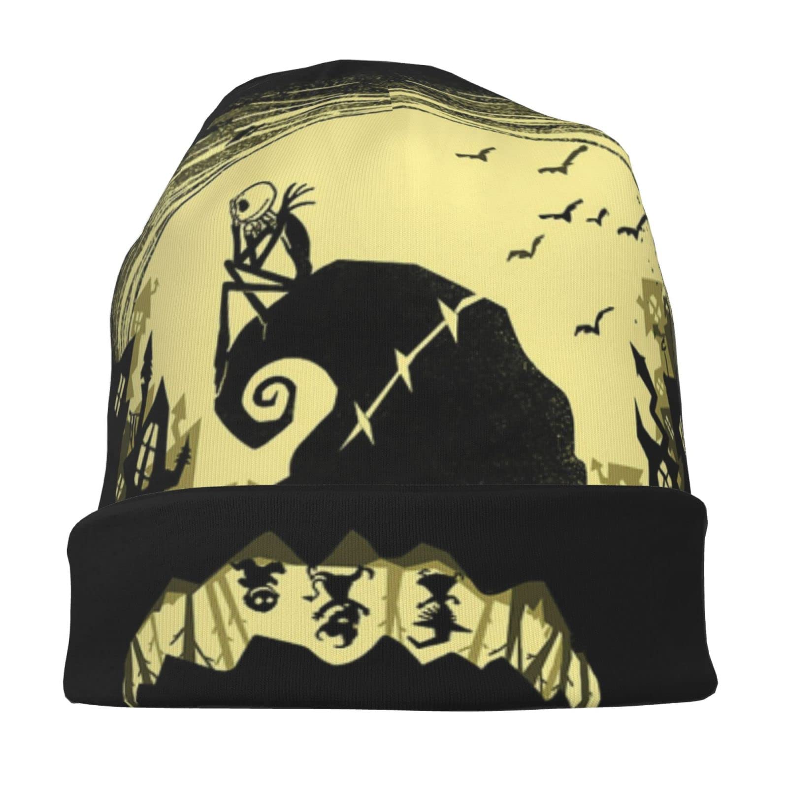 Christmas Jack Knit Hat Winter Outdoor Slouchy Warm Hat Printing Skull Cap for Adult
