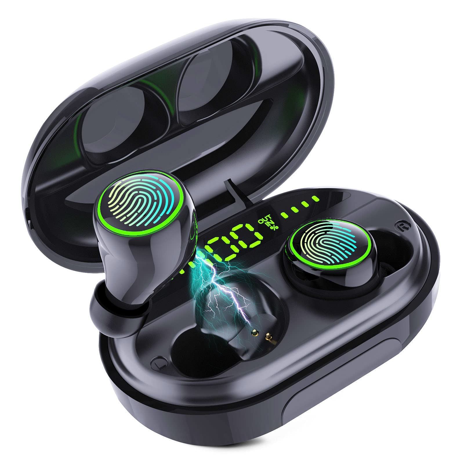 Earbuds Wireless Bluetooth, Hi-Fi Stereo Noise Cancelling Earbuds, Light Weight Bluetooth 5.2 Earphone with Mic, 80H Playtime IPX7 Waterproof Headphone with Charging Case for All Bluetooth Devices