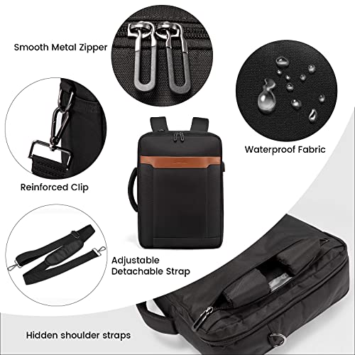 LOVEVOOK Convertible Laptop Backpack, 3 in 1 Messenger Bag Business Briefcases Fits 15.6 Inch Laptop, Shoulder Bags Computer Backpacks for Travel College Office for Men Women, Black