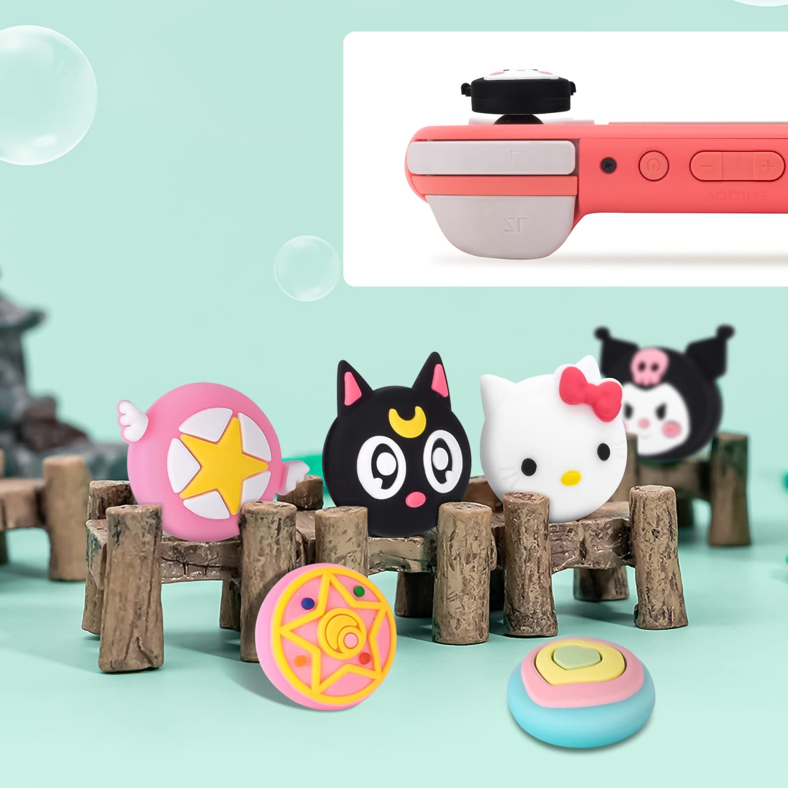 DLseego Thumb Grip Caps Design forh Switch & Lite & OLED, Cute Joystick Caps Soft Silicone Protective Stick Cover 3D Analog 6PCS Grip Buttons for Joy Con Console Controller - Lovely Caps