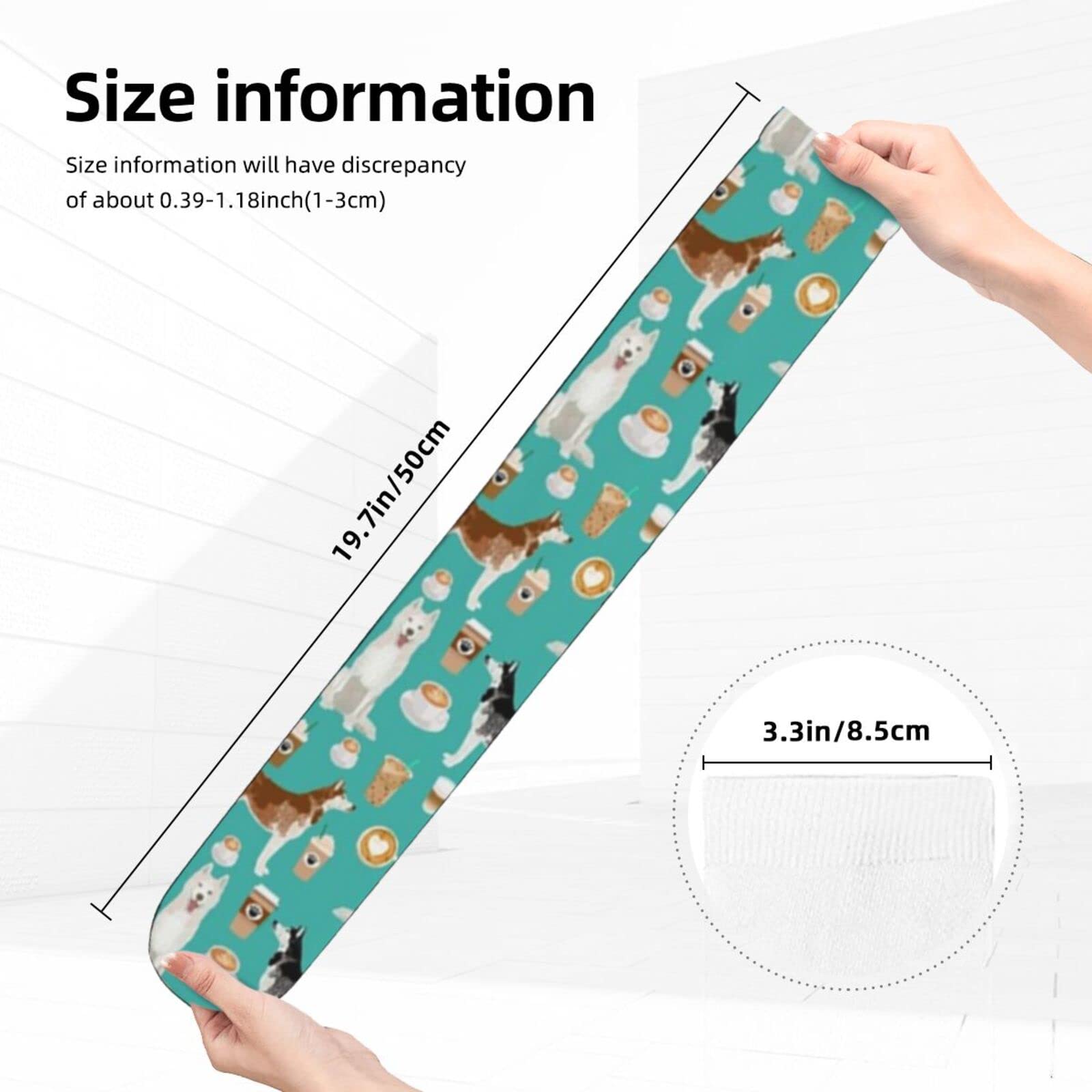 chegna Husky Siberian Huskies Coffees Dogs Design Compression Socks for Women & Men Circulation 15-20 mmHg is Best Support for Athletic Running Cycling, White, One Size (10463)