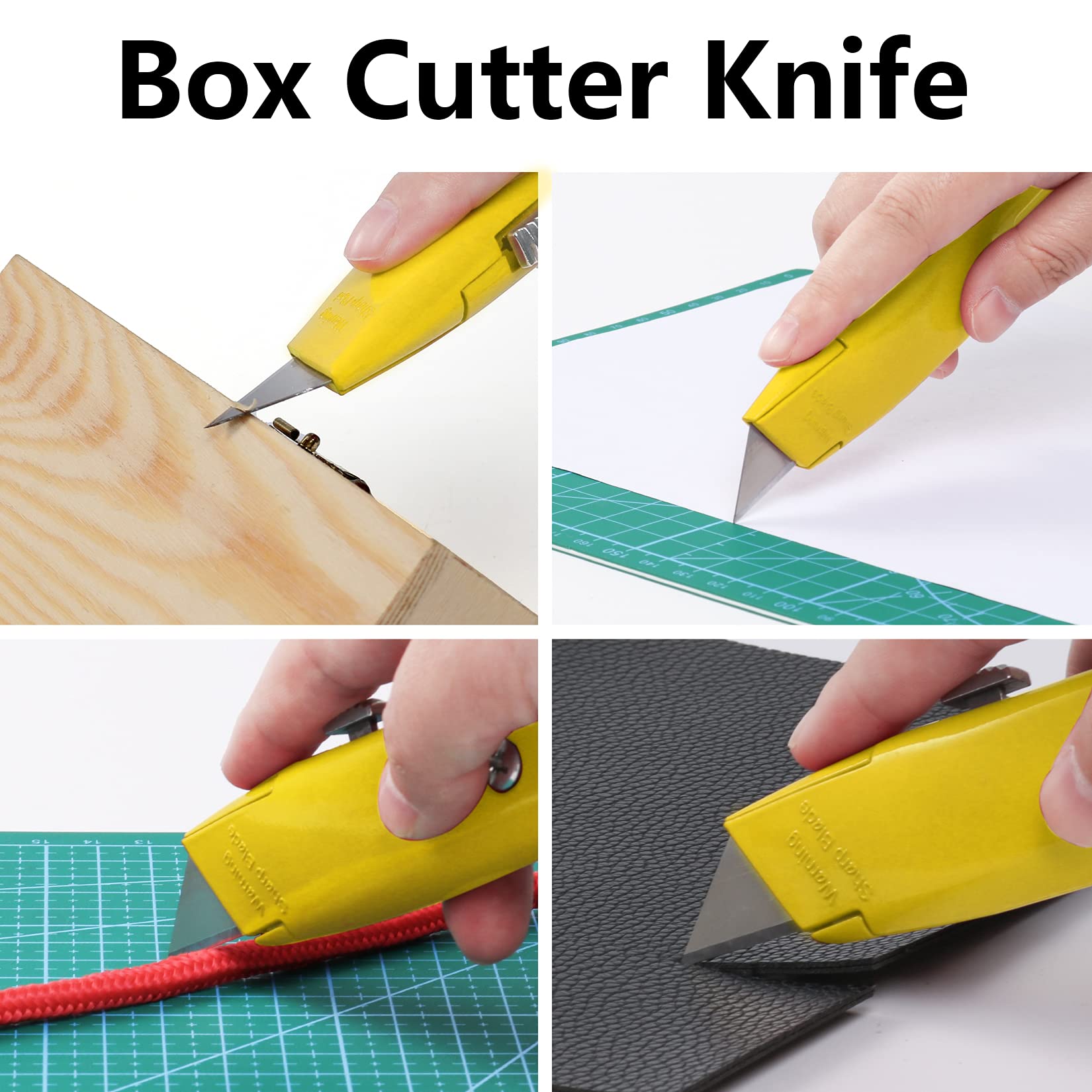 DIYSELF 2Pack Utility Knife Box Cutter Retractable Blade Heavy Duty(Yellow)