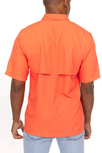 Swiss Alps Mens Short Sleeve Lightweight Breathable Outdoor Fishing Shirt BRIT-Coral Small