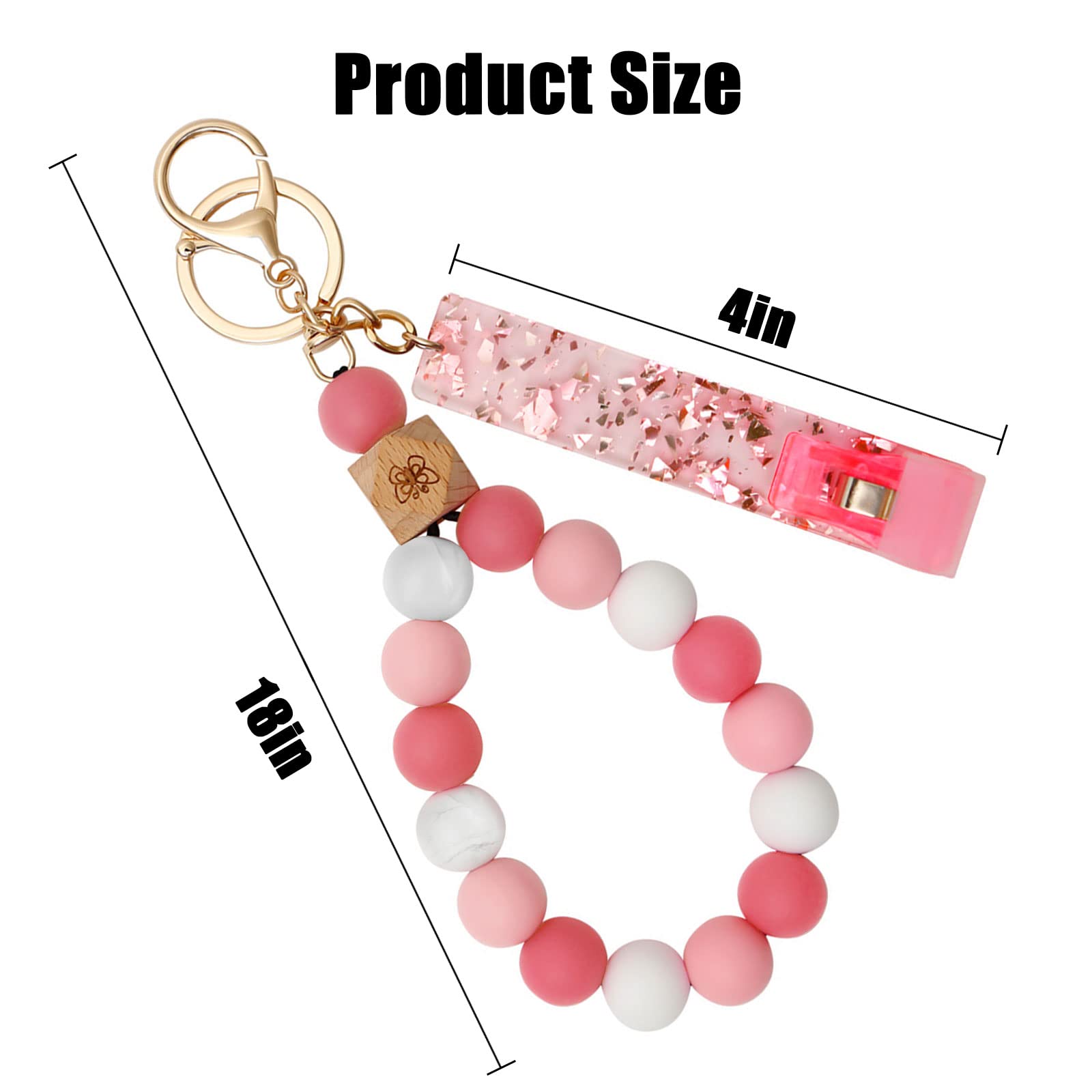Card Grabber for Long Nails, Wristlet Keychain Bracelet for Women with Silicone Beads Car Key Ring Chain