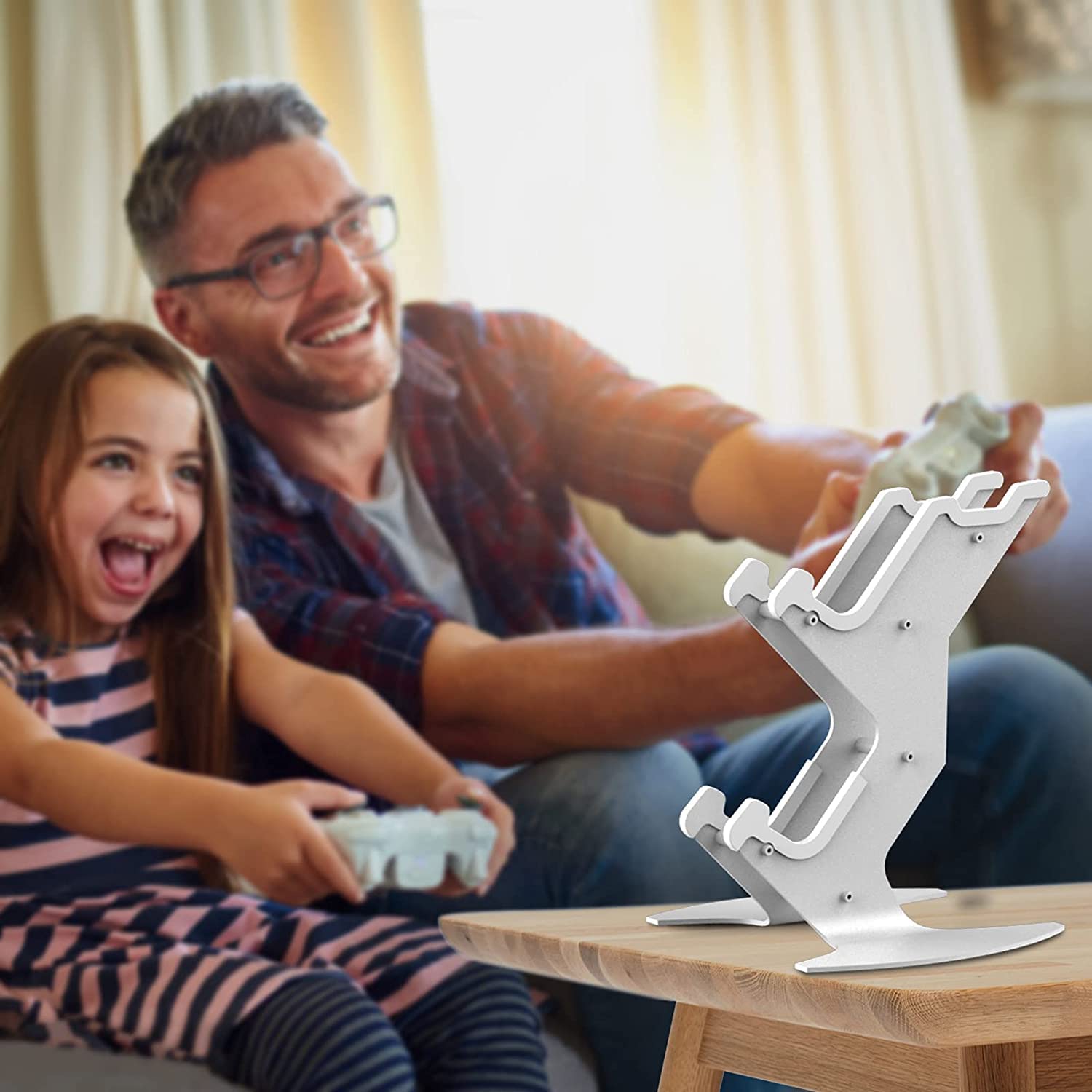 Controller Holder, Game Controller & Headset Stand for Xbox One, Xbox Series X/S, NS, PS4, PS5, PC, Headset, DOYO Aluminum Metal Headset Mount Universal Organizer for Gamepad Gaming Accessories，White