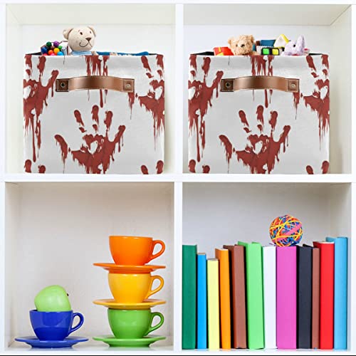Halloween Scary Bloody Zombie Girl Square Storage Basket Storage Bins Canvas Storage Organizer Closet Shelf Organizer for Home Office, 1 Pc