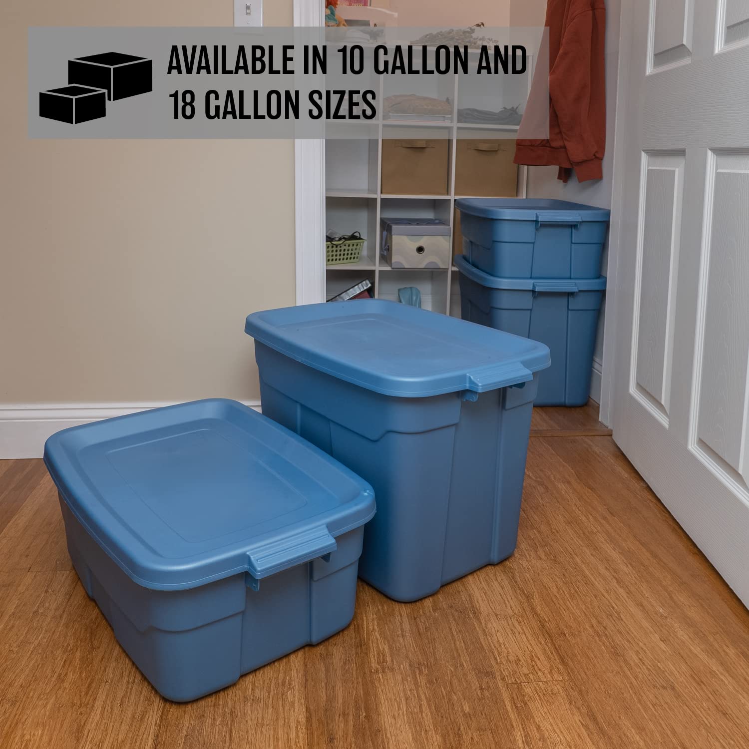 CX Rugged Tote, 10-Gallon Rugged Storage Container & Standard Snap Lid, (8.8”H x 24.2”W x 16.2”D), Stackable Organization Tote [4 Pack]