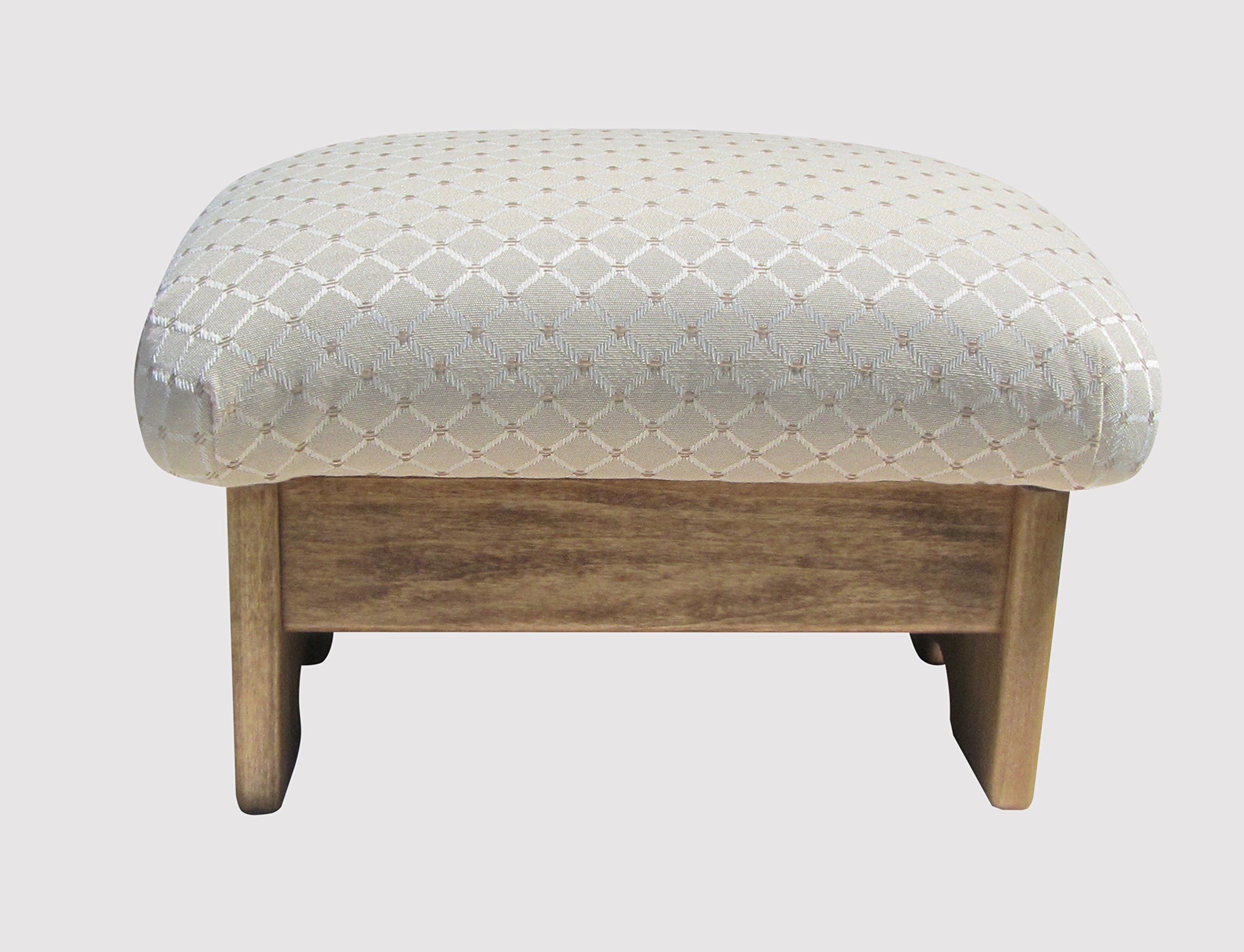 KR Ideas Padded Foot Stool 9" Luxury Fabrics (Made in The USA) (Winter Field - Maple Stain)