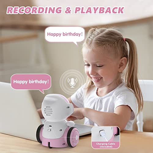 GILOBABY Robot Toys, Rechargeable Smart Talking Robot for Kids, Intelligent Robot with Voice Controlled Touch Sensor, Singing, Dancing, Recording, Repeat, Birthday Gifts for Girls Ages 6+ Years (Pink)