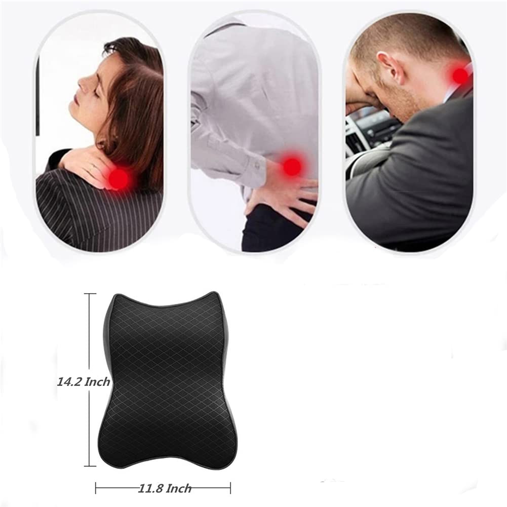 Car Seat Headrest Neck Rest Cushion, Car Seat Neck Pillow 100% Pure Memory Foam Neck Pillow with Breathable Removable Cover, Comfortable Ergonomic & Neck Pain Relief(14.17x11.8x3.9 in) (1 Pack, Black)