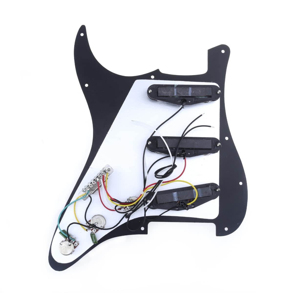 Musiclily 11-Hole SSS Prewired Loaded Pickguard with Single Coil Pickups Set for Fender Squier Strat Electric Guitar, 4Ply Black Pearl