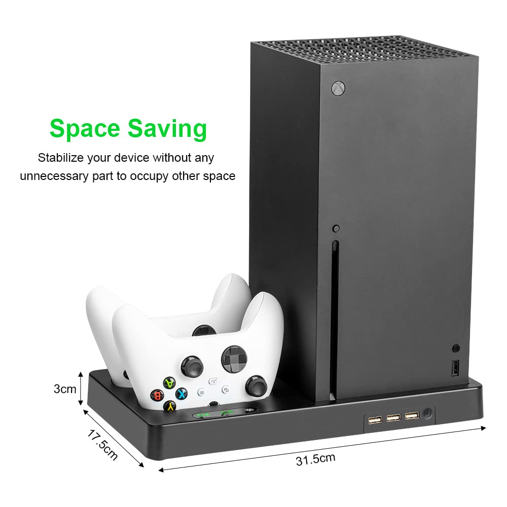 Cooling Fan for Xbox Series X Mviioe Xbox Series X Cooling Stand with 1400mAh Rechargeable Battery Pack and Dual Controller Charger Ports (Only Compatible with Xbox Series x)