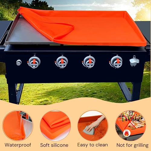 Jacooxi 22 Inch Silicone Griddle Mat for Blackstone Grill, Upgraded Full-edge Griddle Cover, All Season Griddle Cooking Surface Protective Cover, Orange