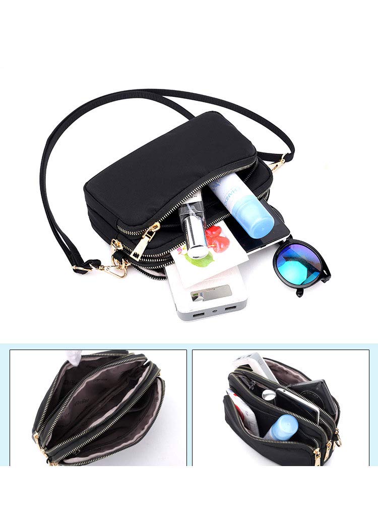 Nylon Small Women Crossover Body Phone Purse Bag Wristlet Clutch Wallet Handbag for Samsung Galaxy S20 Ultra, S20 FE 5G, A11 A21 A51 A71 A10S A20S A21S A20, Note 20 10 9,S10 Lite S10 Plus (Black)