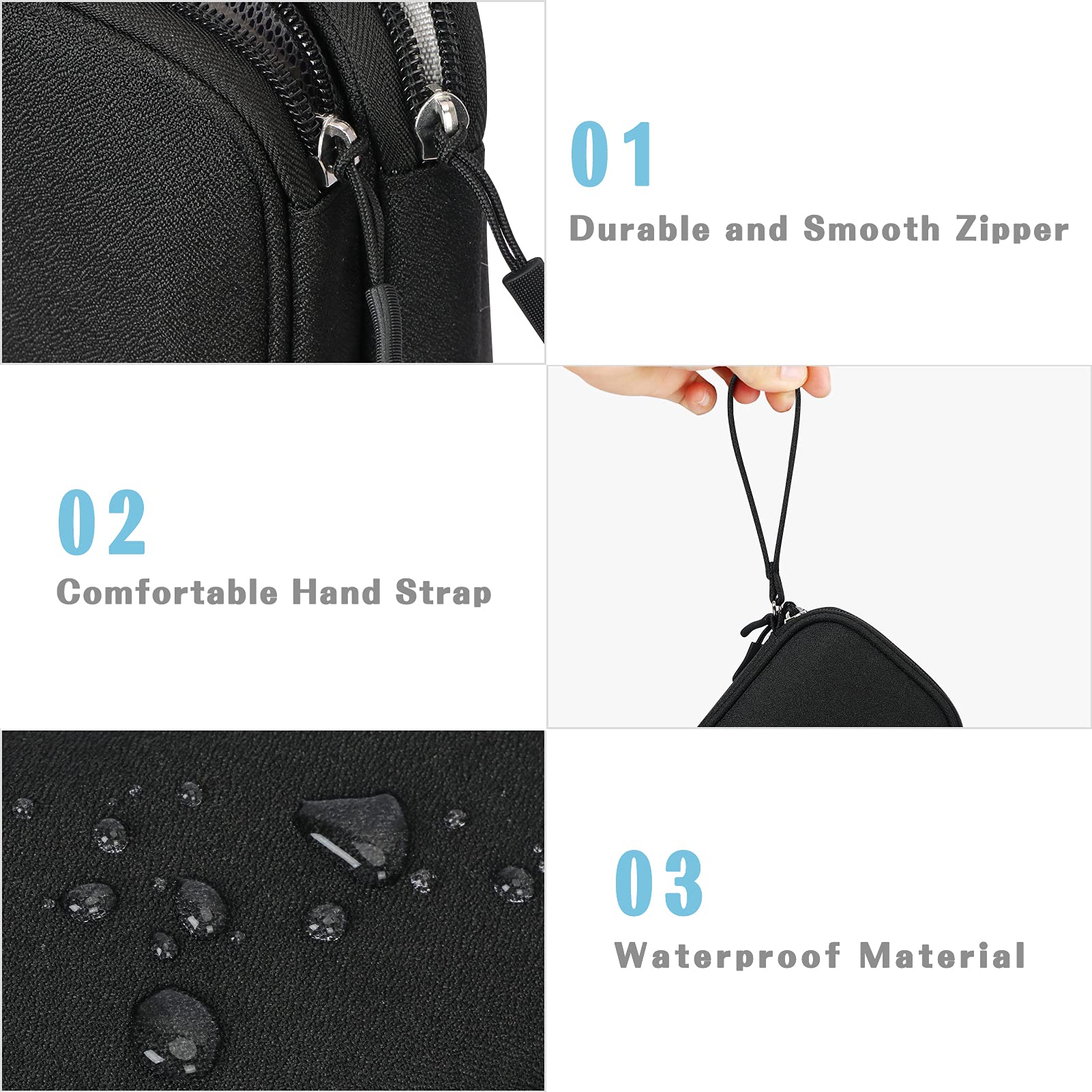FYY Electronic Organizer, [2 PCs]Travel Cable Organizer Bag Electronic Accessories Carry Case Portable Waterproof Double Layers Storage Bag for Cable, Charger, Phone, Earphone, Medium Size-Black+Black